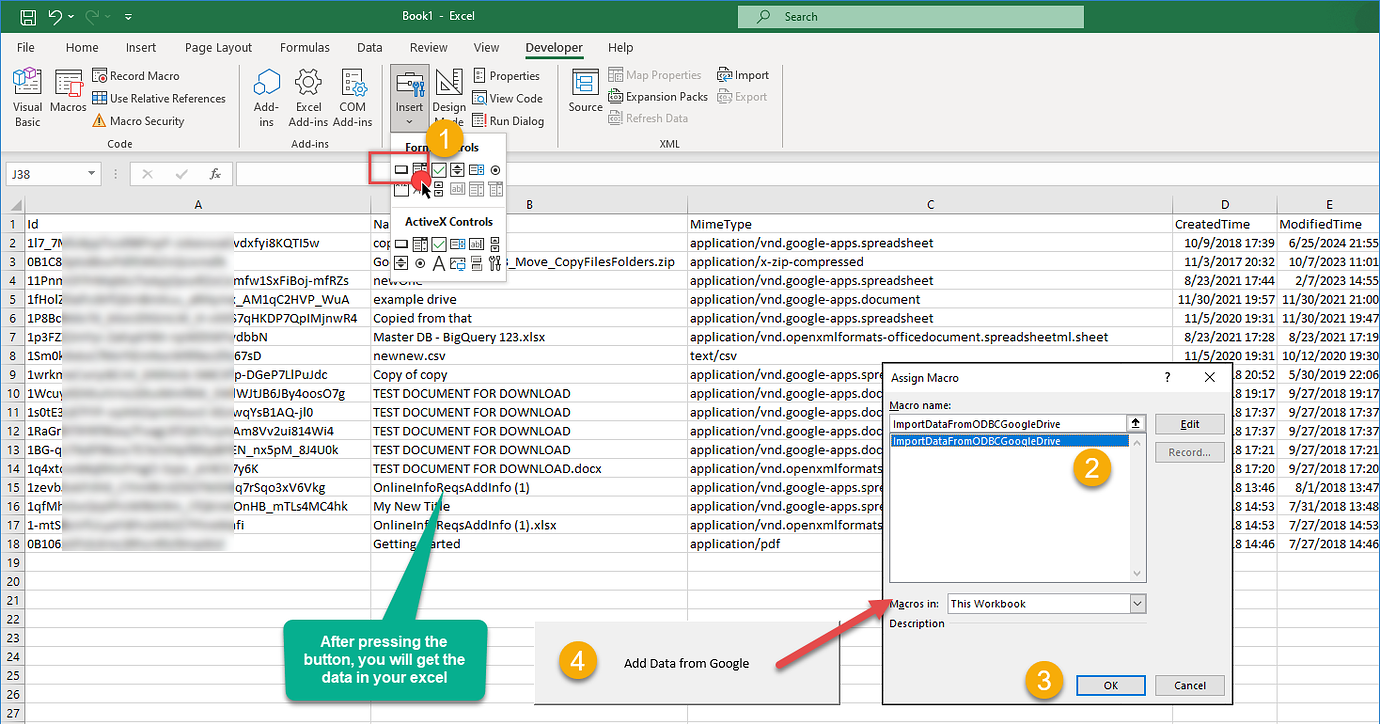 How to integrate Google Drive data in Excel macros - API Driver - ZappySys Community