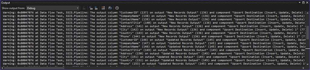 How to resolve the Upsert Destination 'Unused Output Column' warning in SSIS? - SSIS PowerPack ...